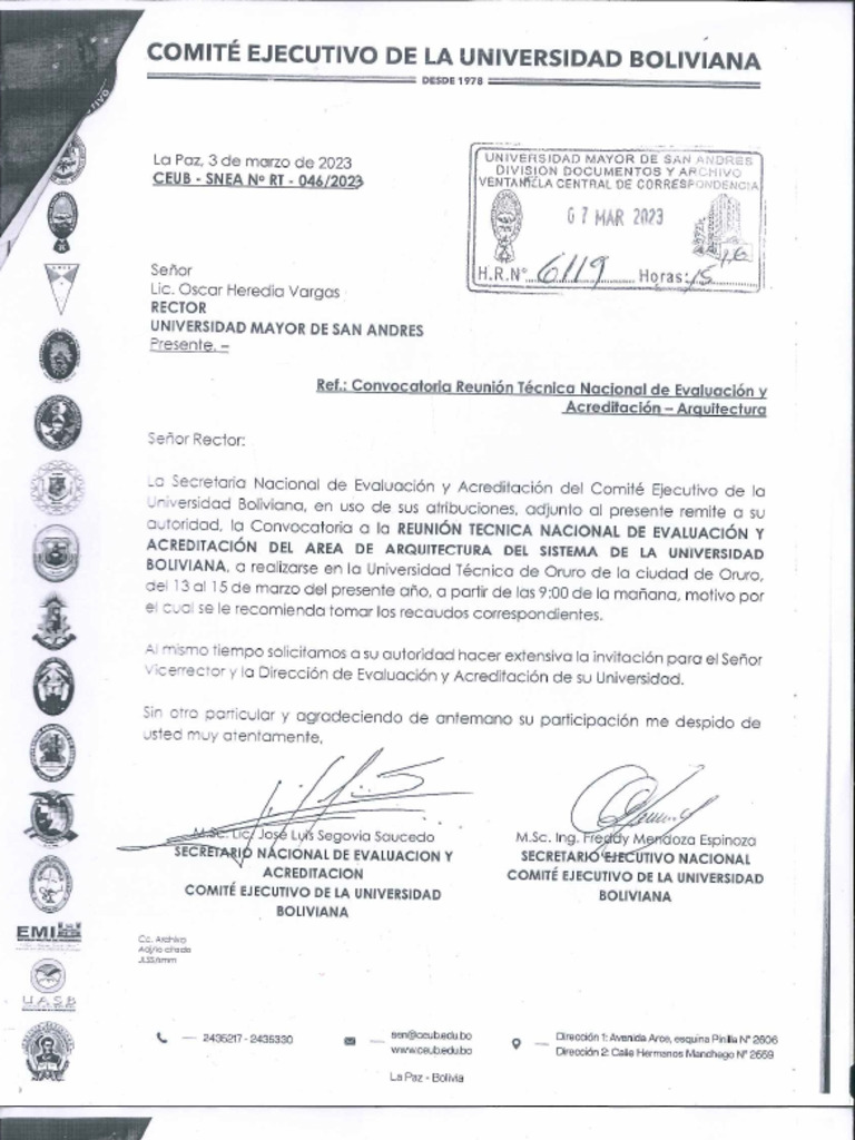 Comité Ejecutivo de La Universidad Boliviana | PDF