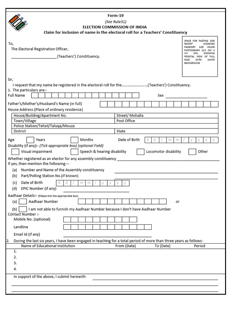 Form 19 | PDF | Elections | Government