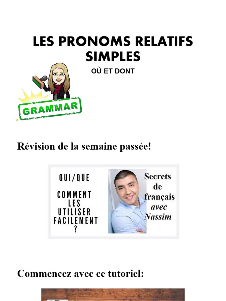 Pronoms relatifs : Où et Dont | PDF | Échecs | Théorie (échecs)
