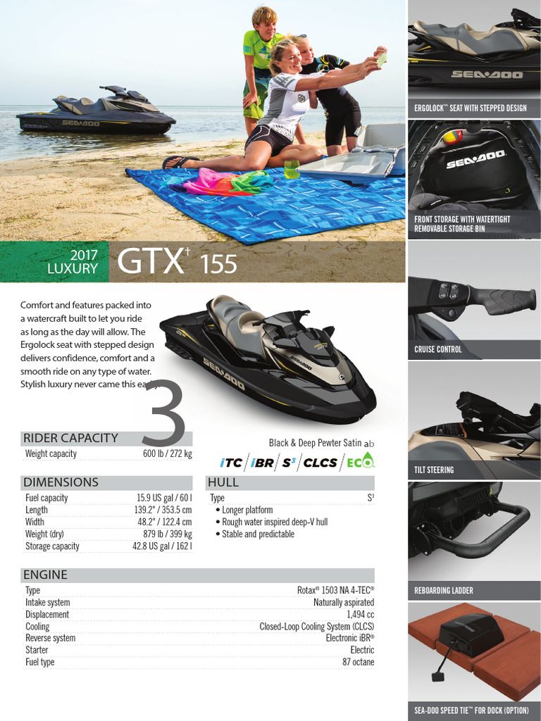 2017 SeaDoo GTX 155 Specs | PDF | Throttle | Automotive Technologies