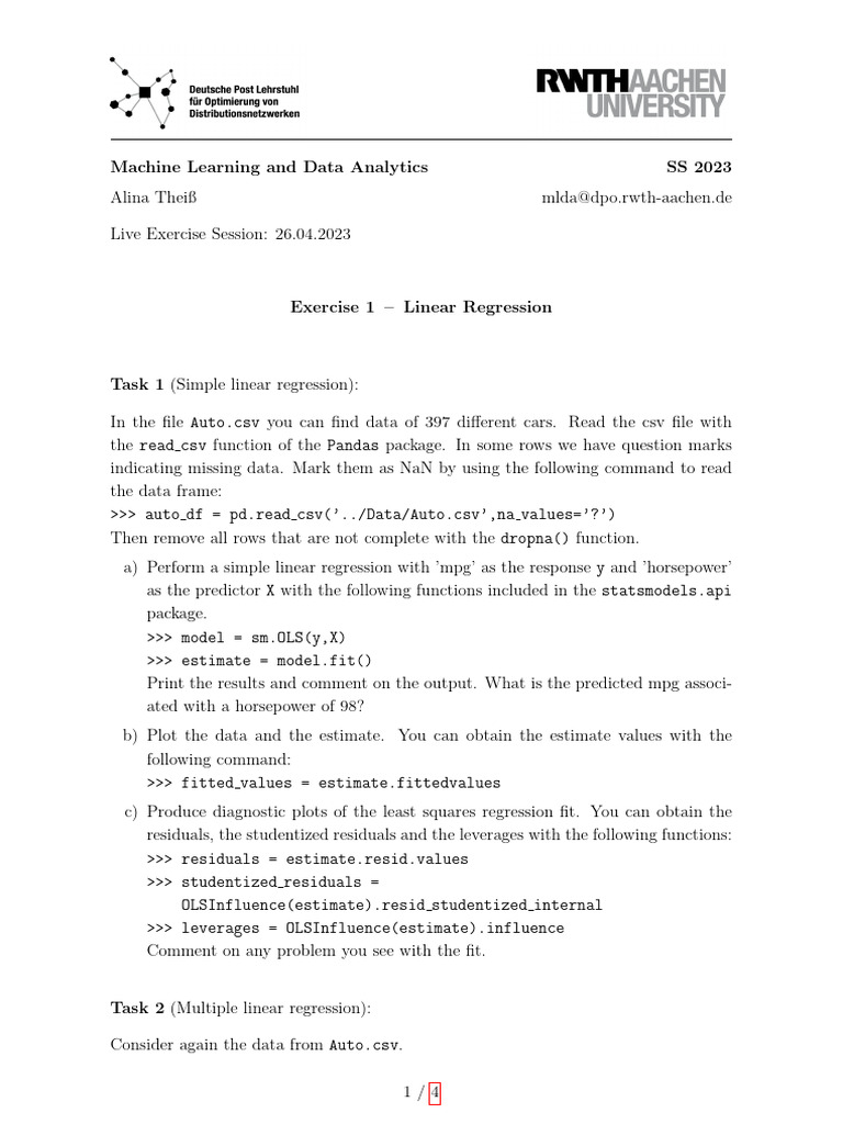 1 Regression | PDF | Ordinary Least Squares | Regression Analysis 1 Regression | PDF | Ordinary Least Squares | Regression Analysis