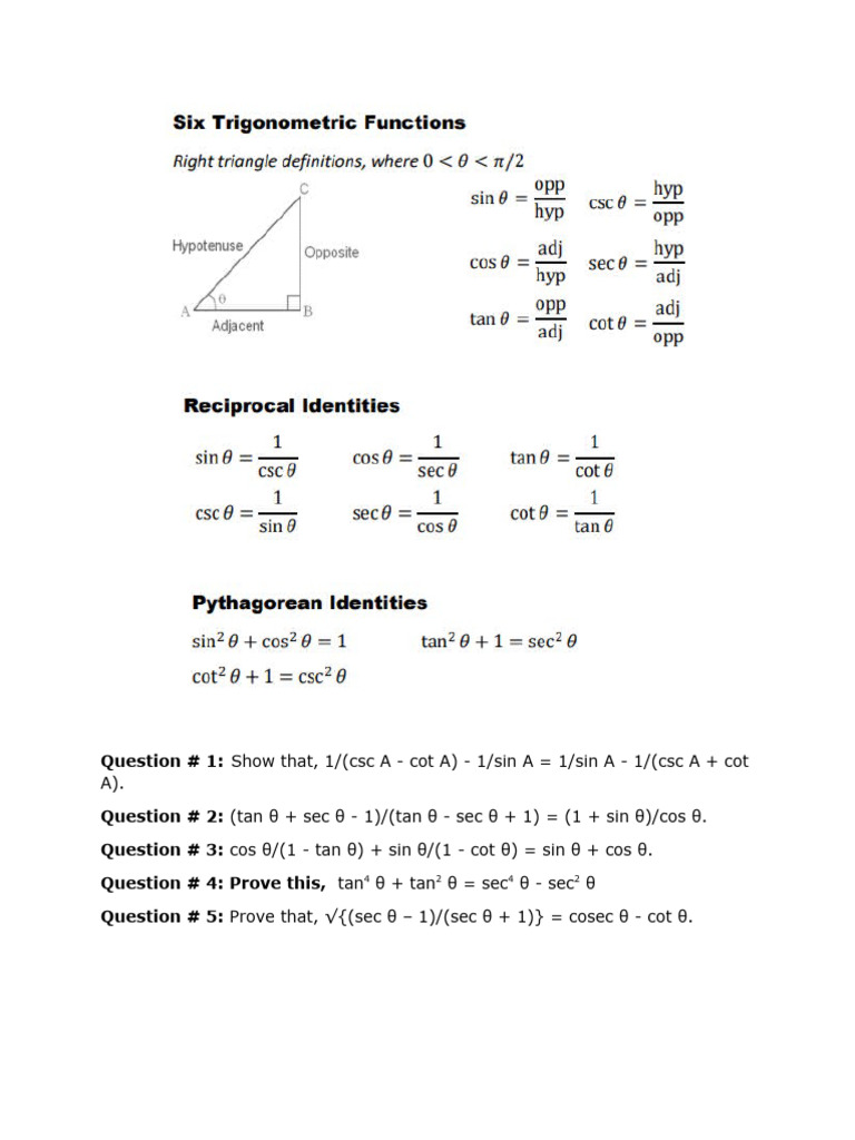 Trignometric Ratios | PDF