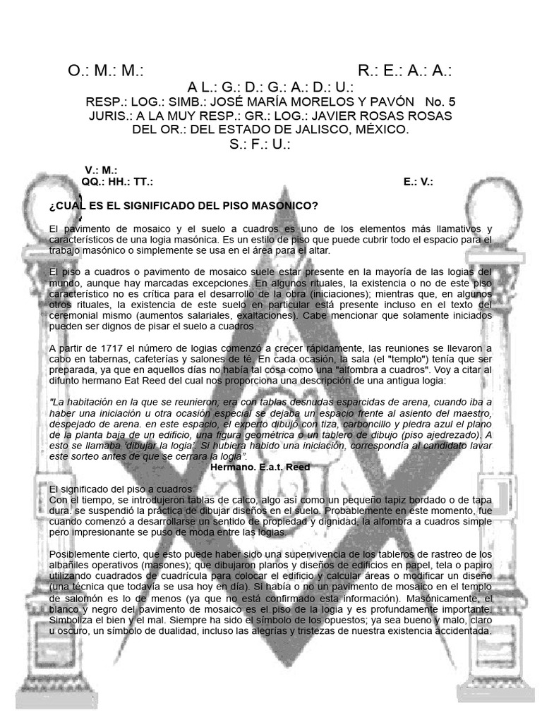 Significado del Piso Mosaico Masónico | PDF | Libro del éxodo | Masonería