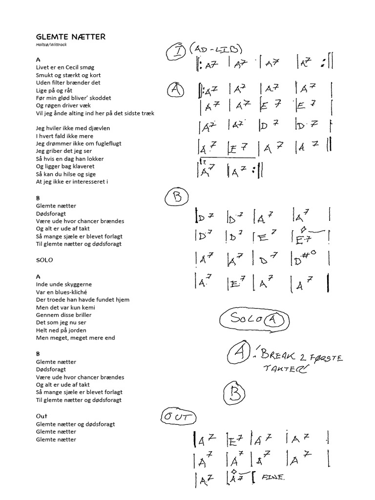 Glemte Nætter (Transp.) | PDF