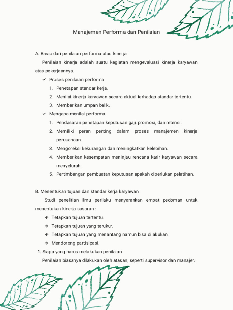 Resume Manajemen Performa Dan Penilaian | PDF | Karier & Perkembangan | Bisnis