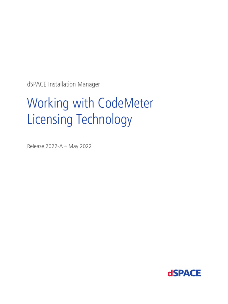 Dspace Installation_manager Working With Codemeter Licensing Technology 22a_2022 05 | PDF ...