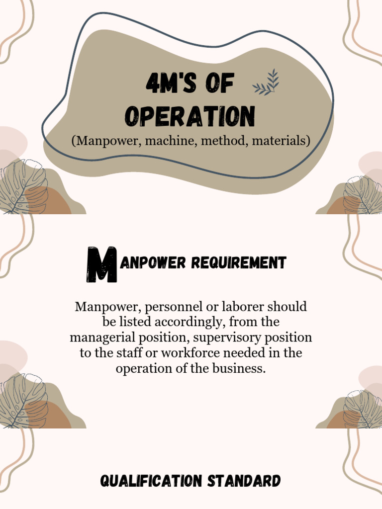4Ms of OPERATION | PDF | Specification (Technical Standard) | Prototype