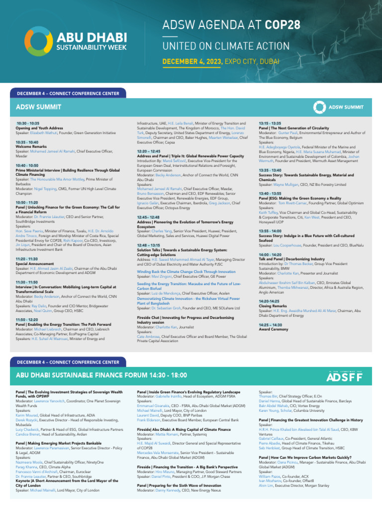 ADSW AgendaCOP28Program V22 | PDF | Economies