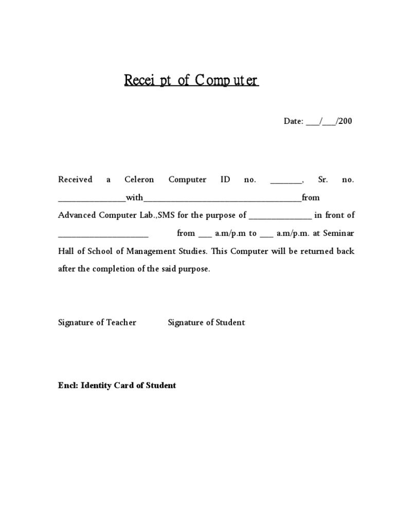 Receipt of Computer | PDF
