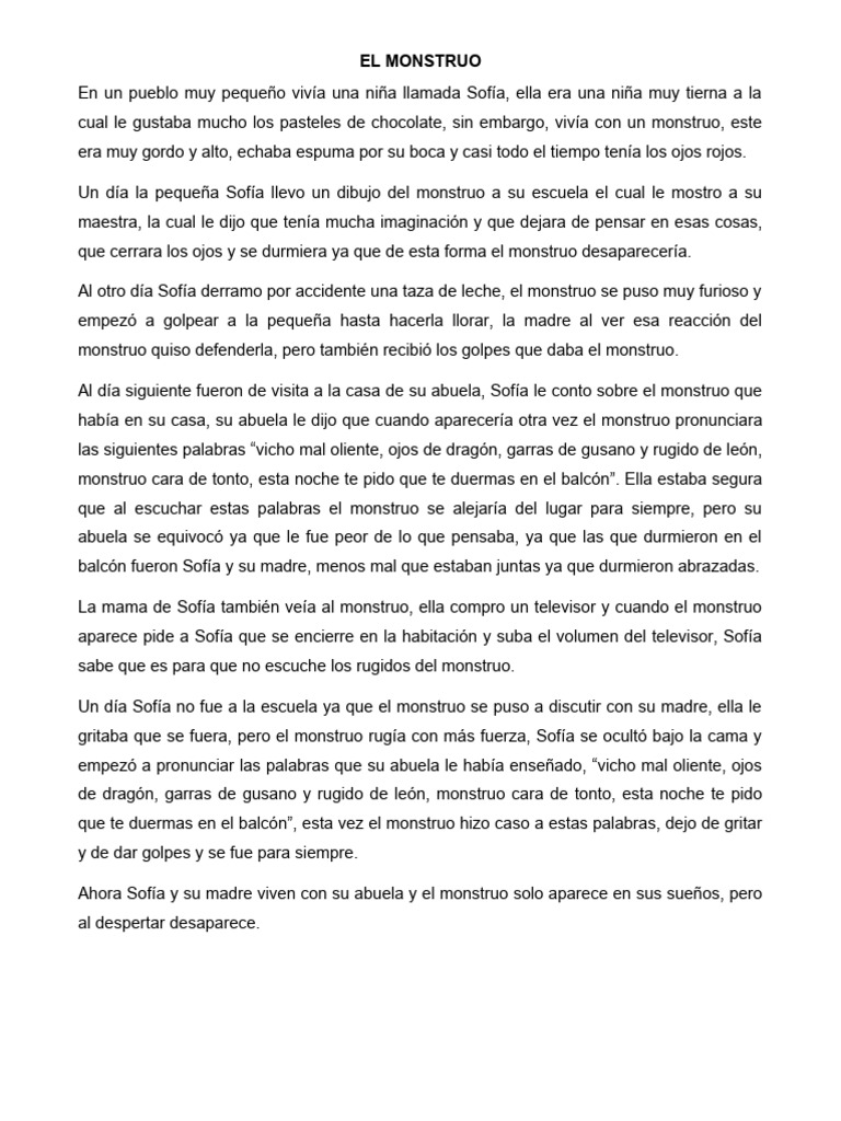 Cuento El Monstruo | PDF