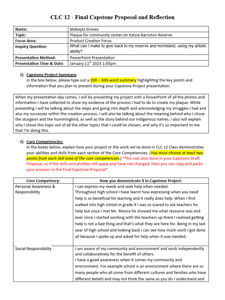 clc 12-combined final capstone proposal ref | PDF | Thought | Learning