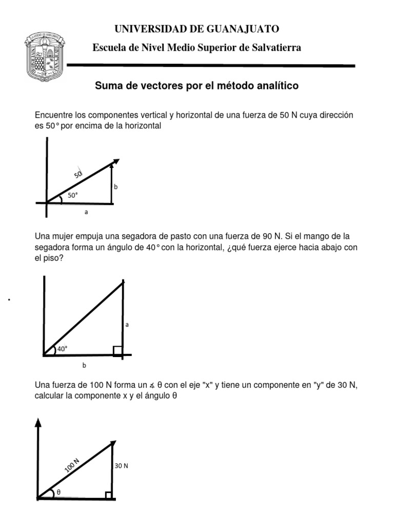 Suma De Vectores Por El Método Analítico Pdf Movimiento Física