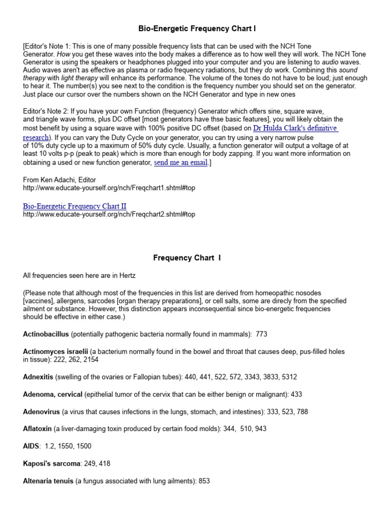 Bio-Energetic Frequency Charts | PDF | Pneumonia | Infection