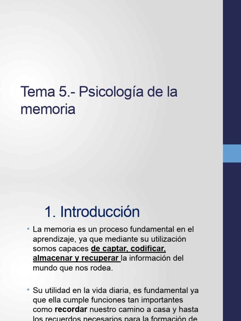 TEMA 5. Memoria | PDF | Memoria | Recuperar (memoria)