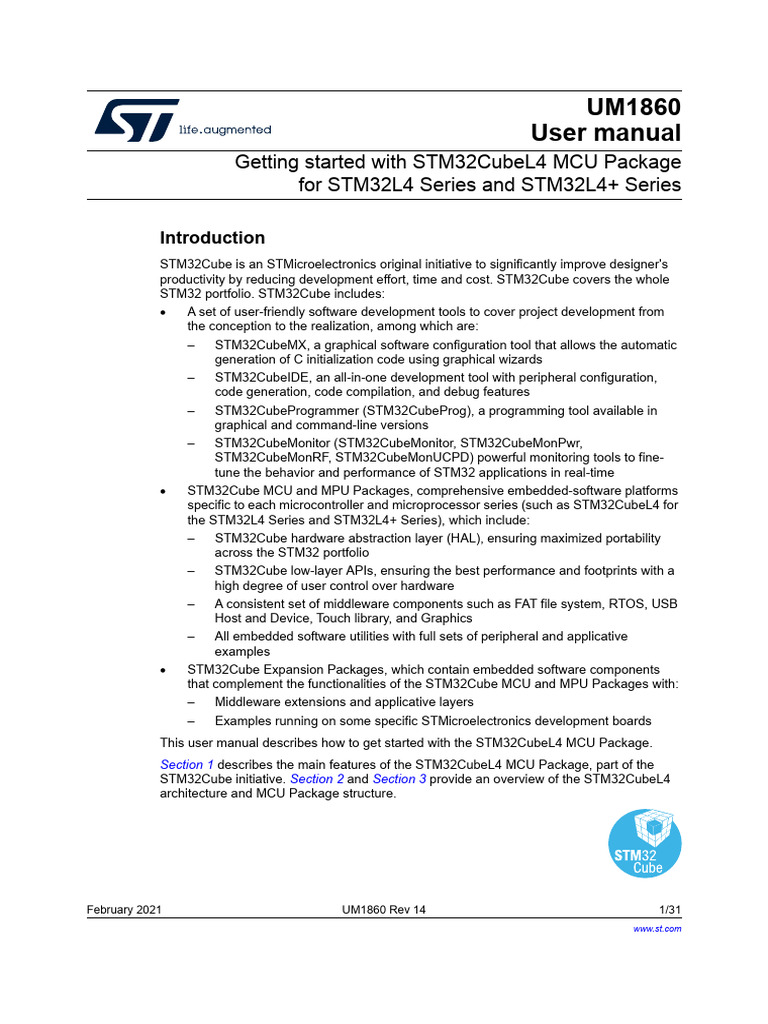 Um1860 Getstart Stm32cubel4 Mcu Pack | PDF | Microcontroller | Device Driver