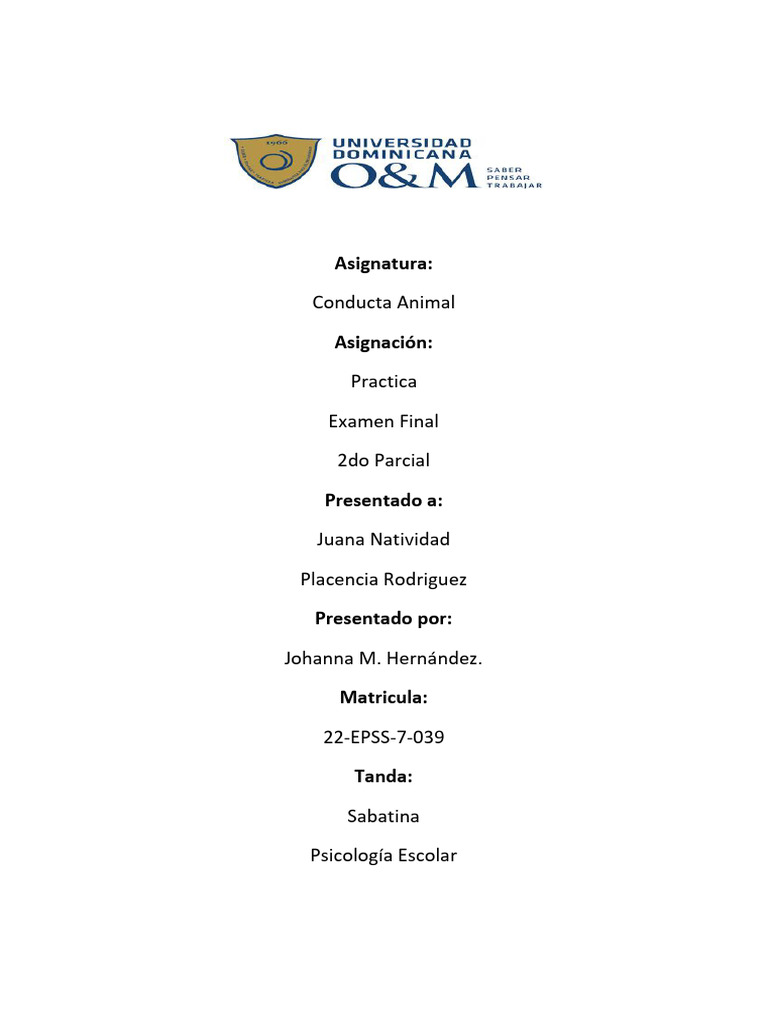 Practica, Examen 2do Parcial. | PDF | Comportamiento | Aprendizaje Practica, Examen 2do Parcial. | PDF | Comportamiento | Aprendizaje