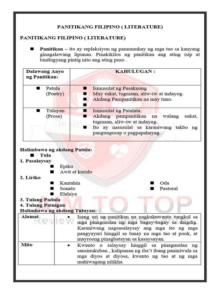 Panitikang Filipino | PDF