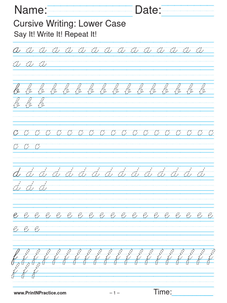 Cursive Lowercase Writing Practice | PDF | Writing
