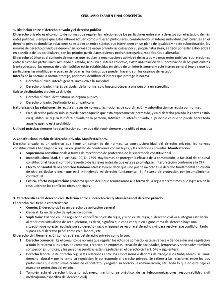 Cedulario Conceptos Examen Final 1 | PDF | Bienes (Ley) | Ley Pública