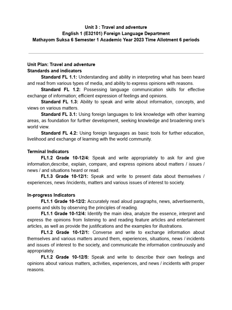 Unit Plan | PDF | Learning | Information