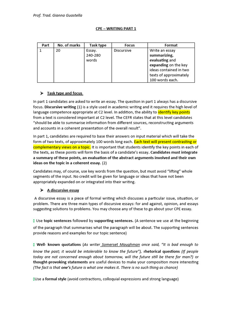 CPE - Essays | PDF | Essays | Grammar