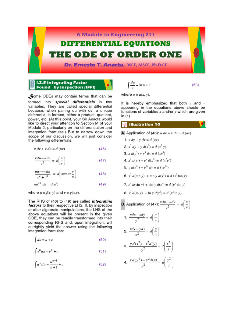 Integrating Factors in ODEs by Inspection | PDF | Ordinary Differential ...