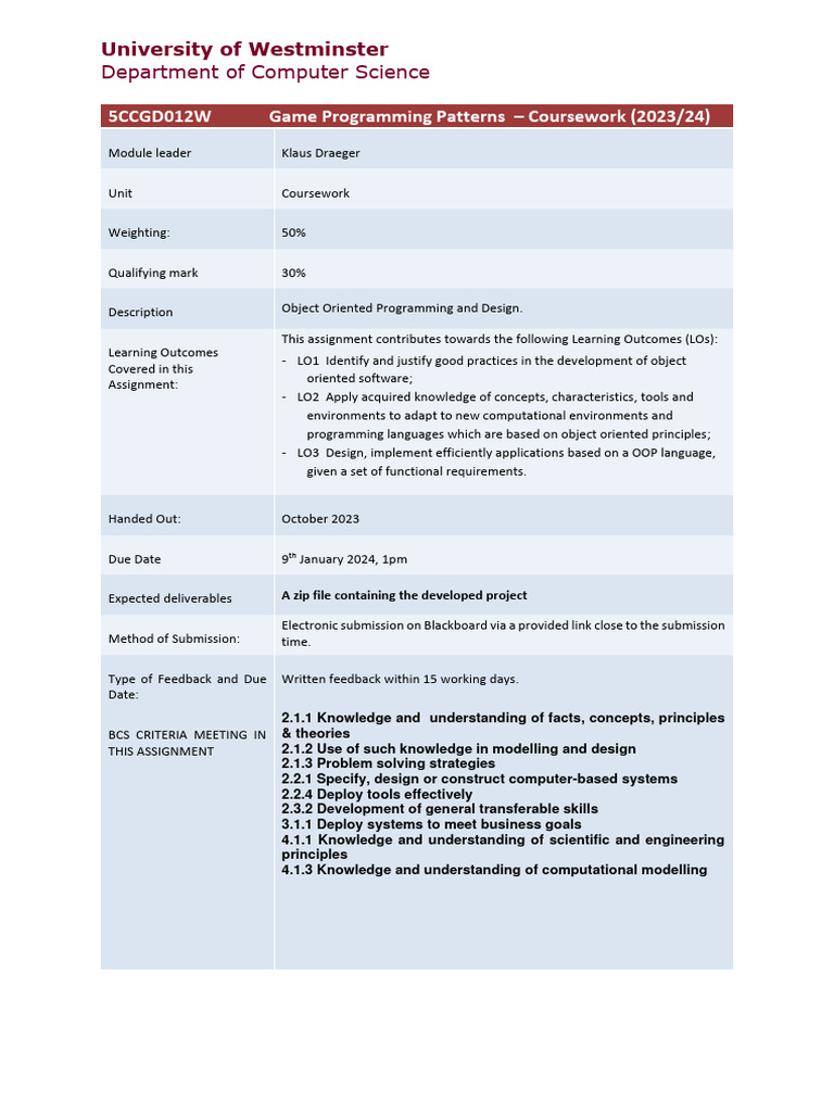 Coursework Desc Prog Patterns Download Free Pdf Class Computer Programming Parsing