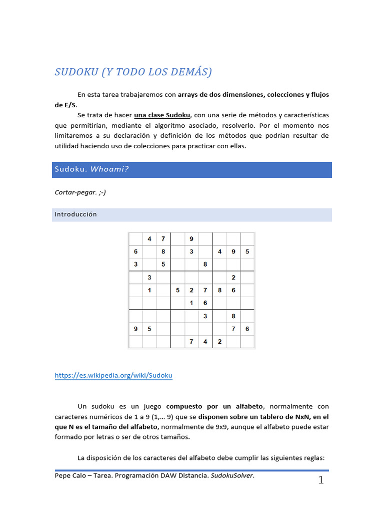 07. Tarea. UD 7. Excepciones. Flujos y Ficheros. Entrada-Salida. Sudoku | PDF | Ingeniería ...