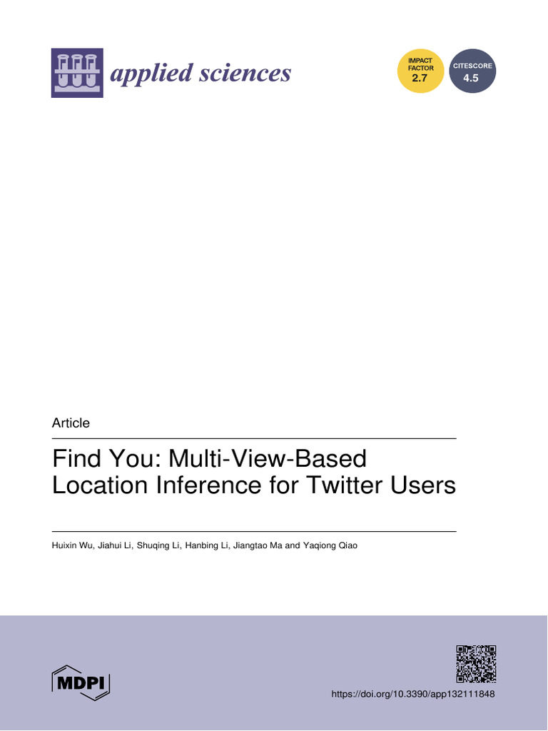 Find You - Multi-View-Based Location Inference For Twitter Users | PDF | Machine Learning ...
