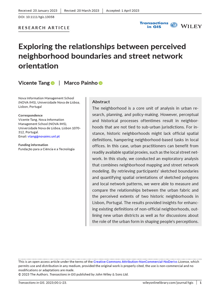 Exploring Relationships Between Perceived Neighborhood Boundaries Street | PDF | Cluster ...