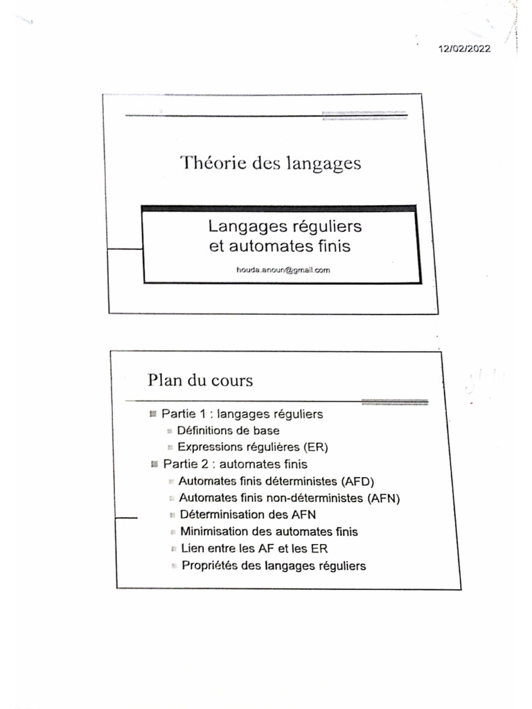 Cours Théorie de Langage | PDF