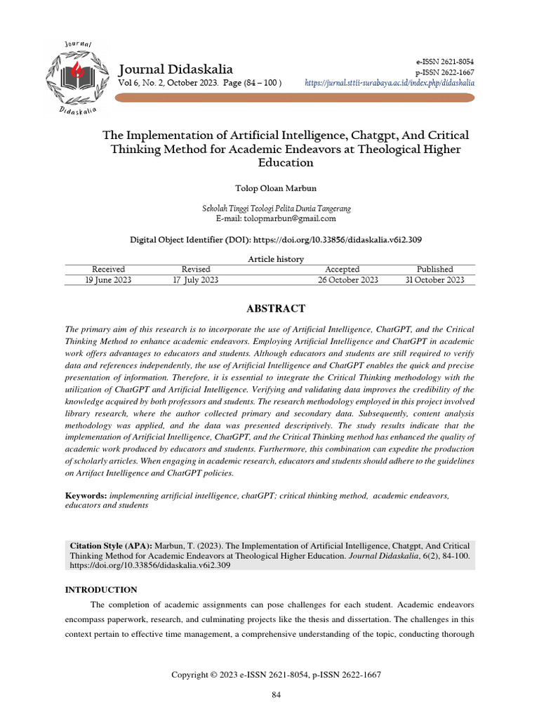 The Implementation of Artificial Intelligence Chat | PDF | Critical ... The Implementation of Artificial Intelligence Chat | PDF | Critical ...