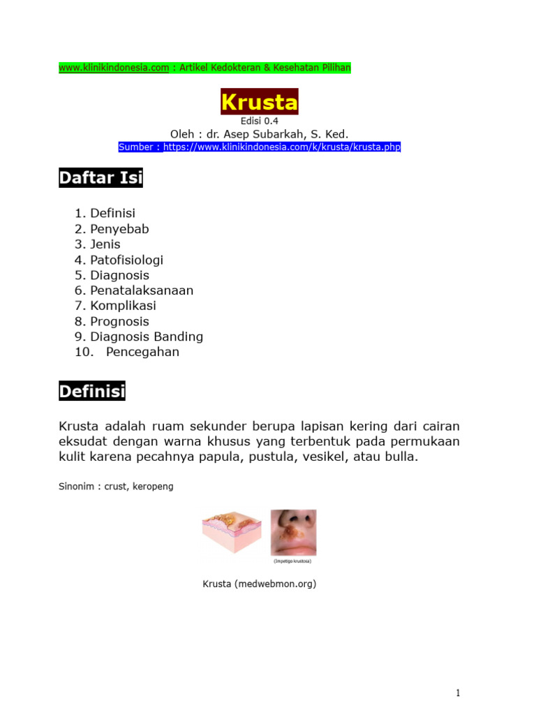 Krusta: Penyebab, Jenis, dan Penanganan | PDF