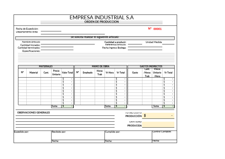 Formato Orden de Producción | PDF | Economias | Business