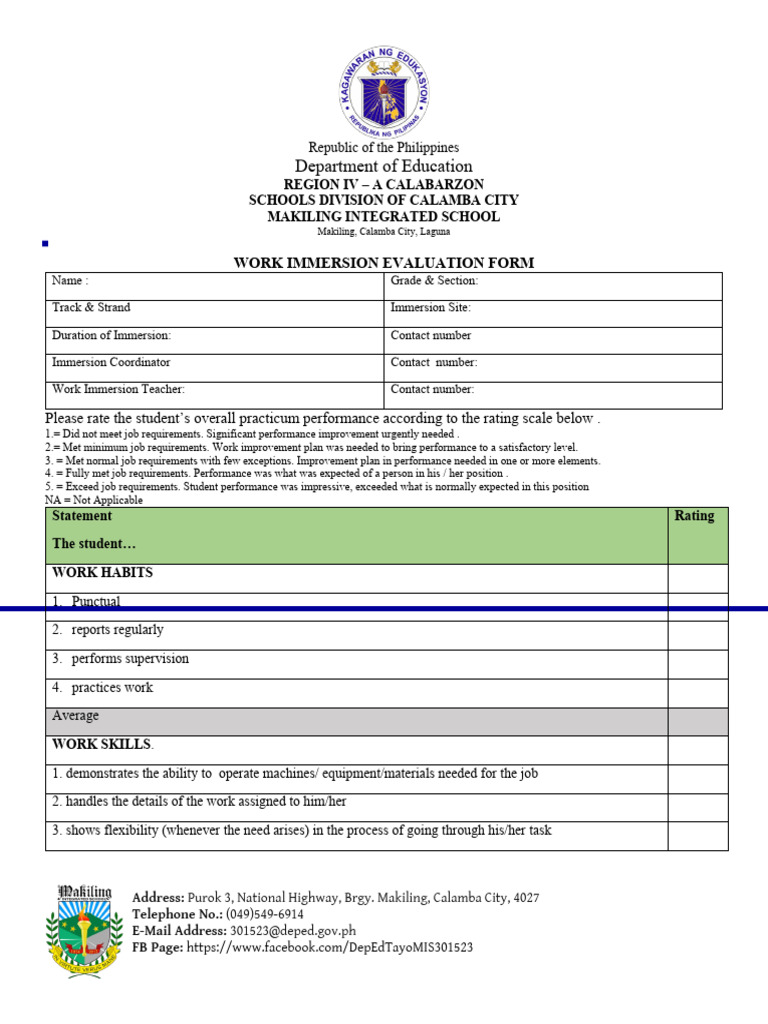 Work-Immersion-Monitoring 2 | PDF | Electrical Wiring | Occupational ...