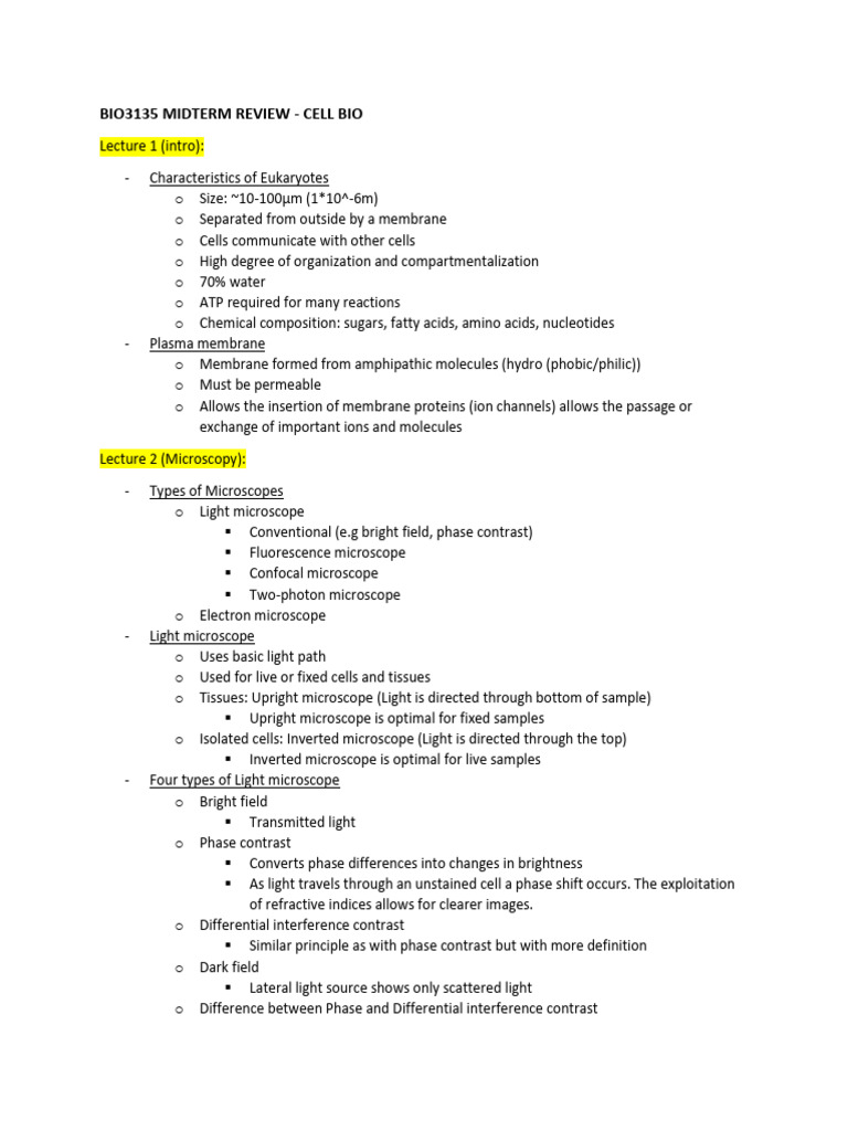 Stu Doc Study Notes | PDF | Microscopy | Microtubule