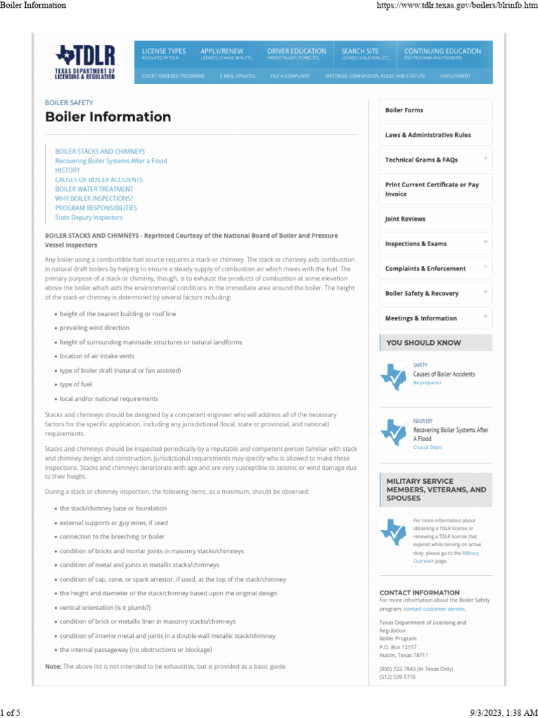 Boiler Information - TDLR | PDF | Boiler | Chimney