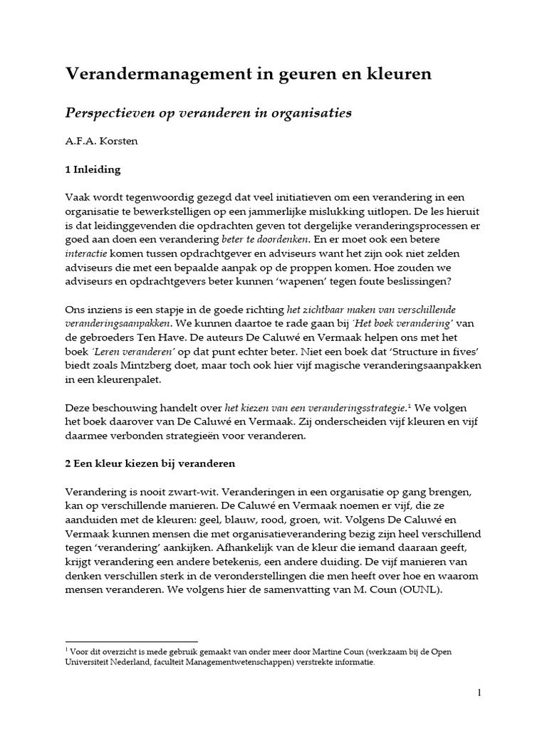 Verandermanagement in Geuren en Kleuren | PDF