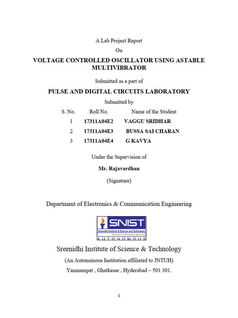 PDC Project Report SRD Edited Final | PDF | Operational Amplifier | Electronic Oscillator