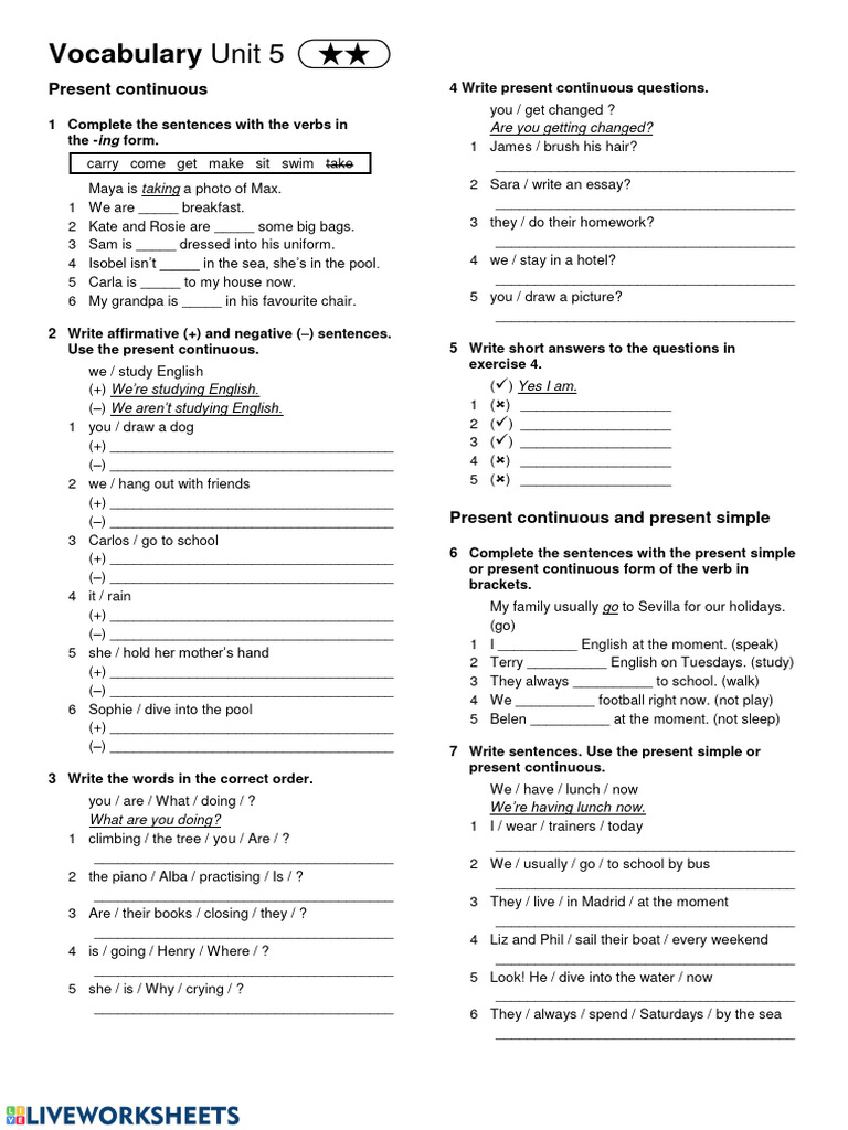 Simple Present and Present Continuous 5th year | PDF | Languages | Foreign Language Studies