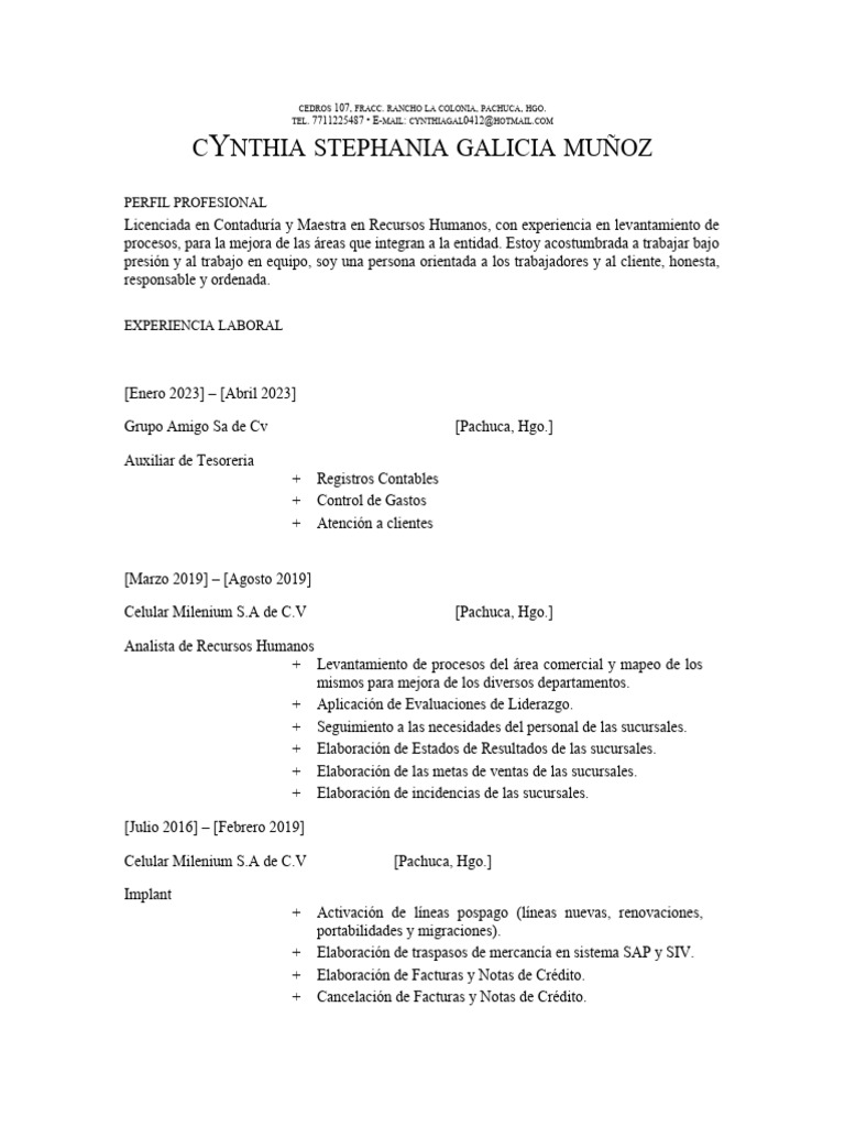 CV Cynthia | PDF | Gestión de recursos humanos | Business
