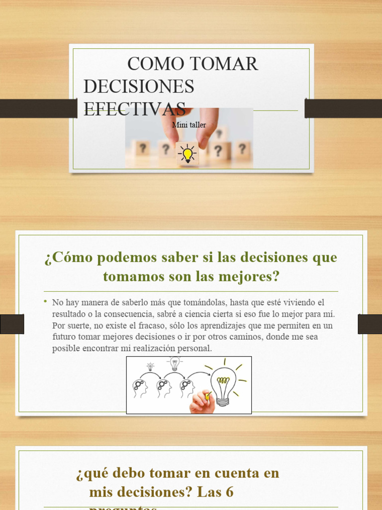 4 Taller Como Tomar Decisiones Efectivas | PDF