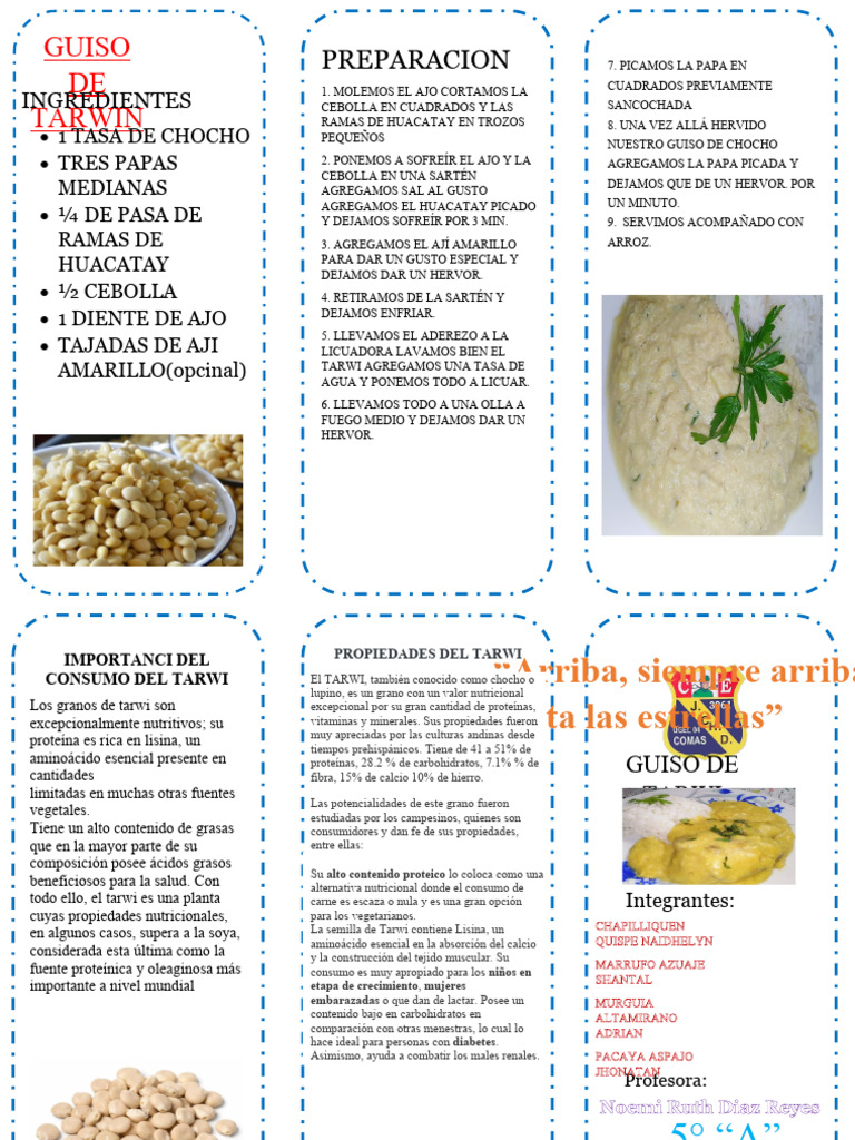 Guiso de Tarwi | PDF | Nutrición | Dieta y nutrición