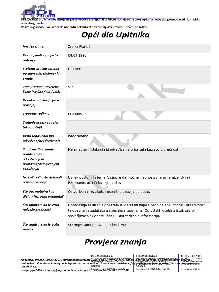 DDL - Upitnik - Template Asistent U Nabavi - Prodaji | PDF
