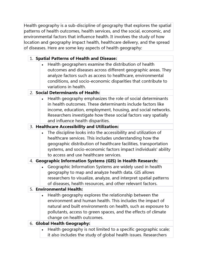 Understanding Health Geography | PDF | Geography