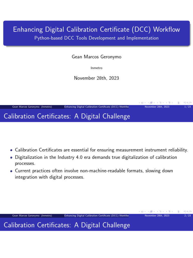 Enhancing Digital Calibration Certificate (DCC) Workflow Python-based ... Enhancing Digital Calibration Certificate (DCC) Workflow Python-based ...