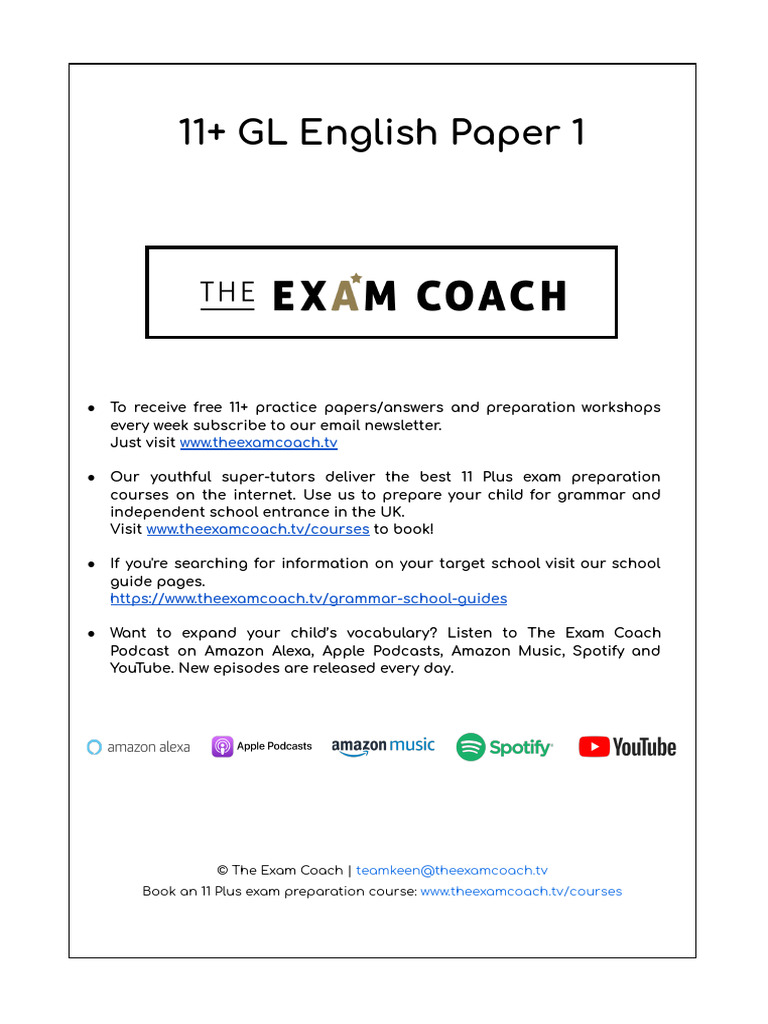 11+ GL English Exam Preparation Guide | PDF | Stonehenge | Rainforest