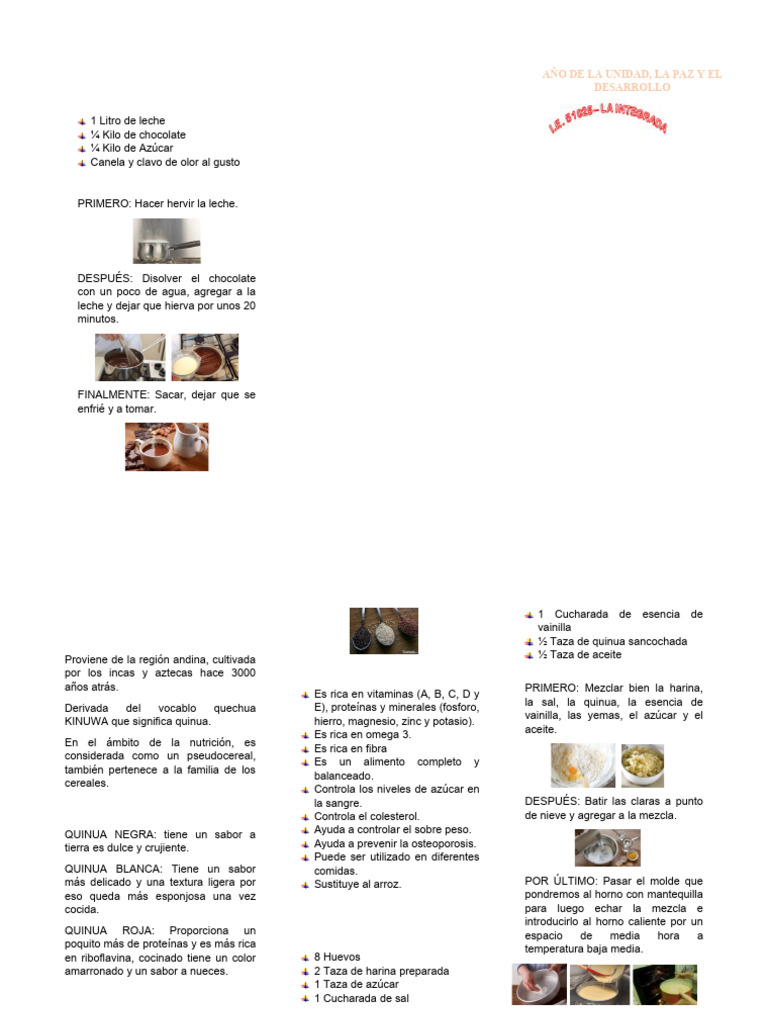 Queque de Quinua y Chocolate | PDF | Quinua | Chocolate