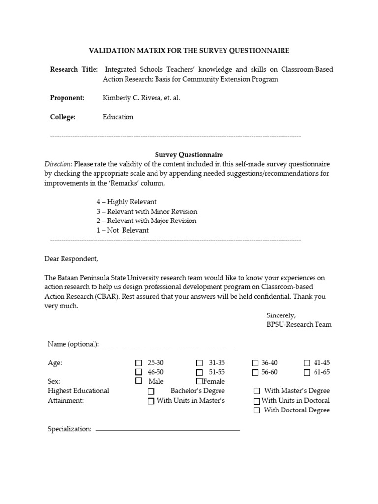 Validated Matrix | PDF | Statistics | Survey Methodology