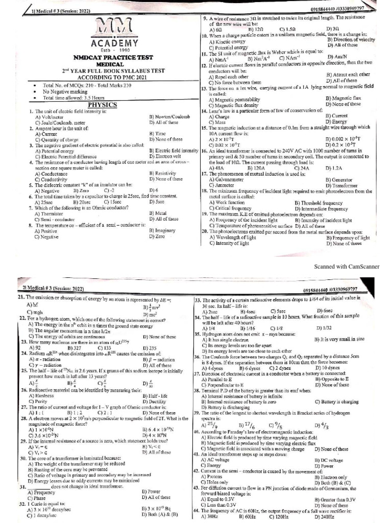 Mm Academy 2nd Year Full Book Test 3 Pdf